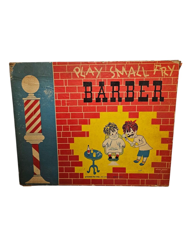 Vintage Rare 1949 Pressman Toy Play Small Fry Barber Shop Pretend Play ...