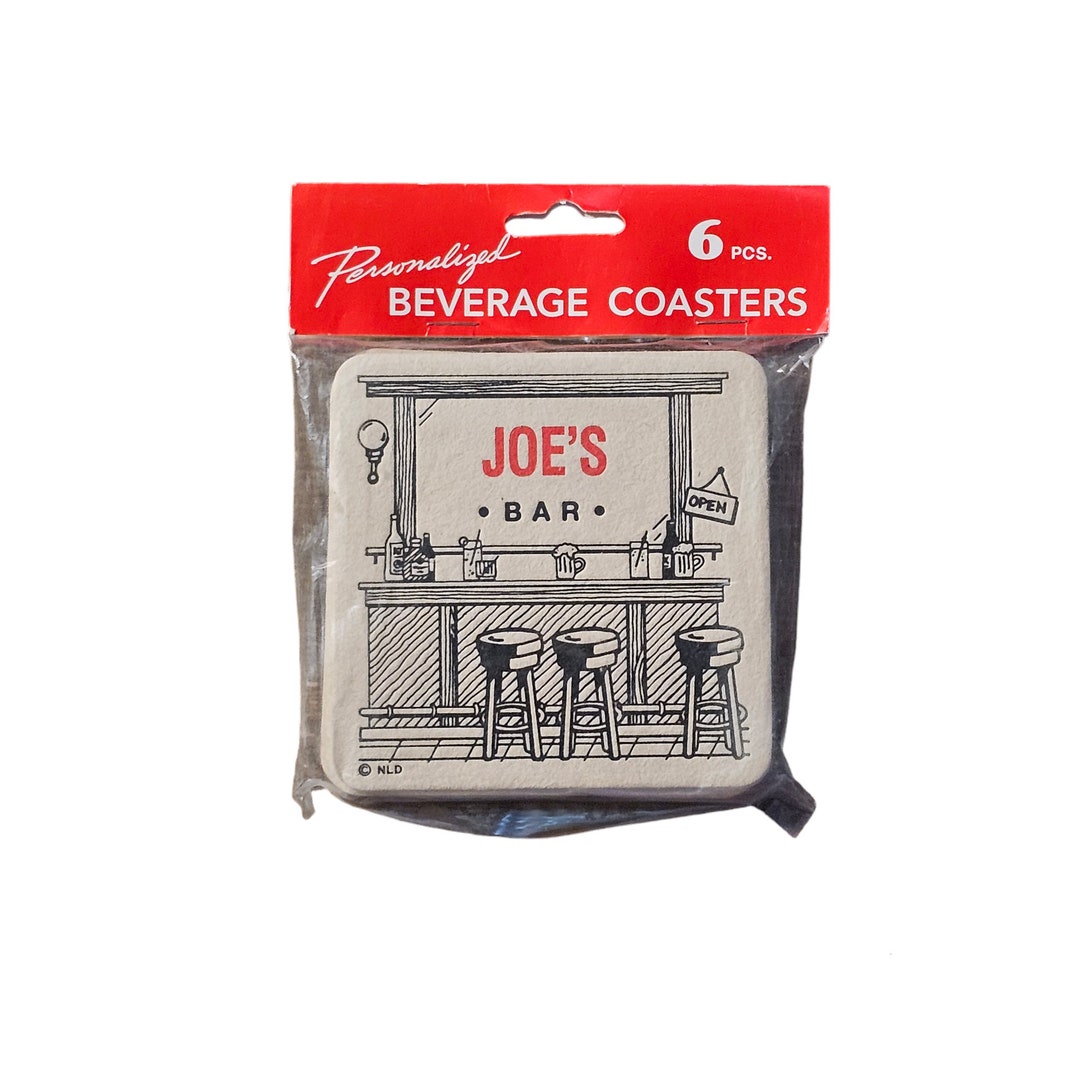 Vintage 1993 Personalized Joe's Bar Coasters Set of 6 - Etsy
