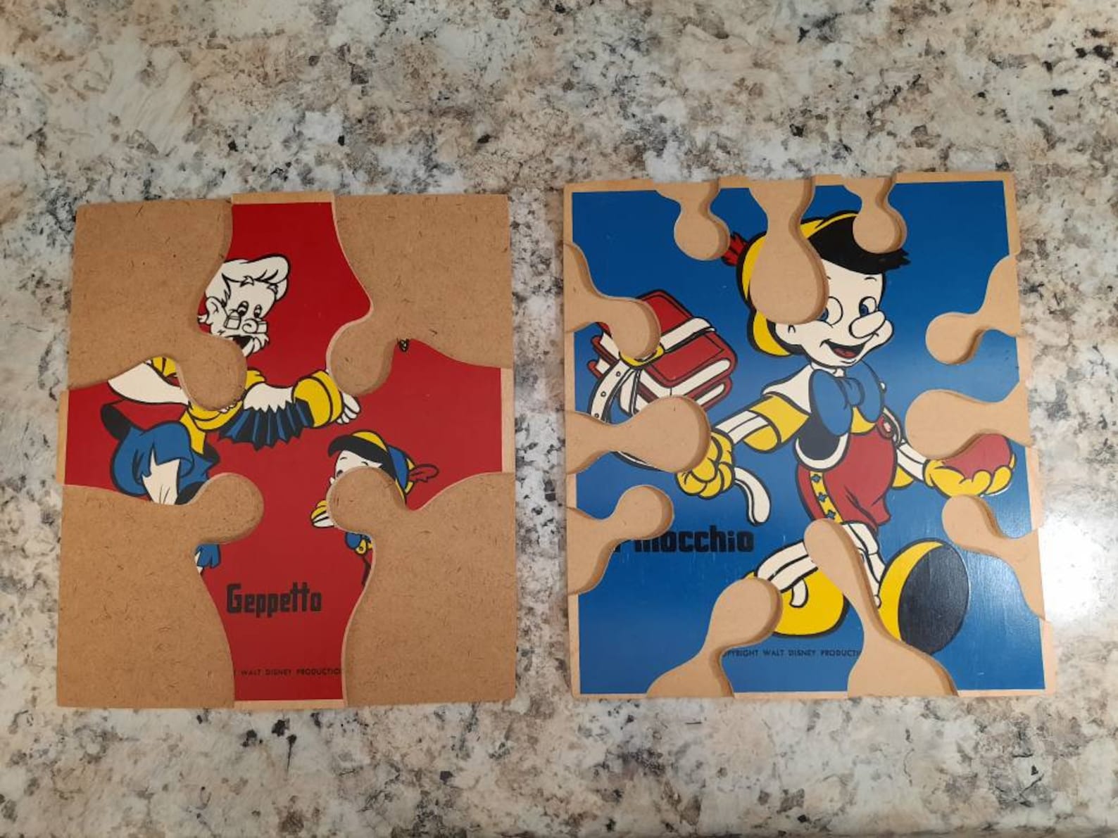Vintage Walt Disney Pinocchio & Geppetto Wooden Puzzles - Etsy