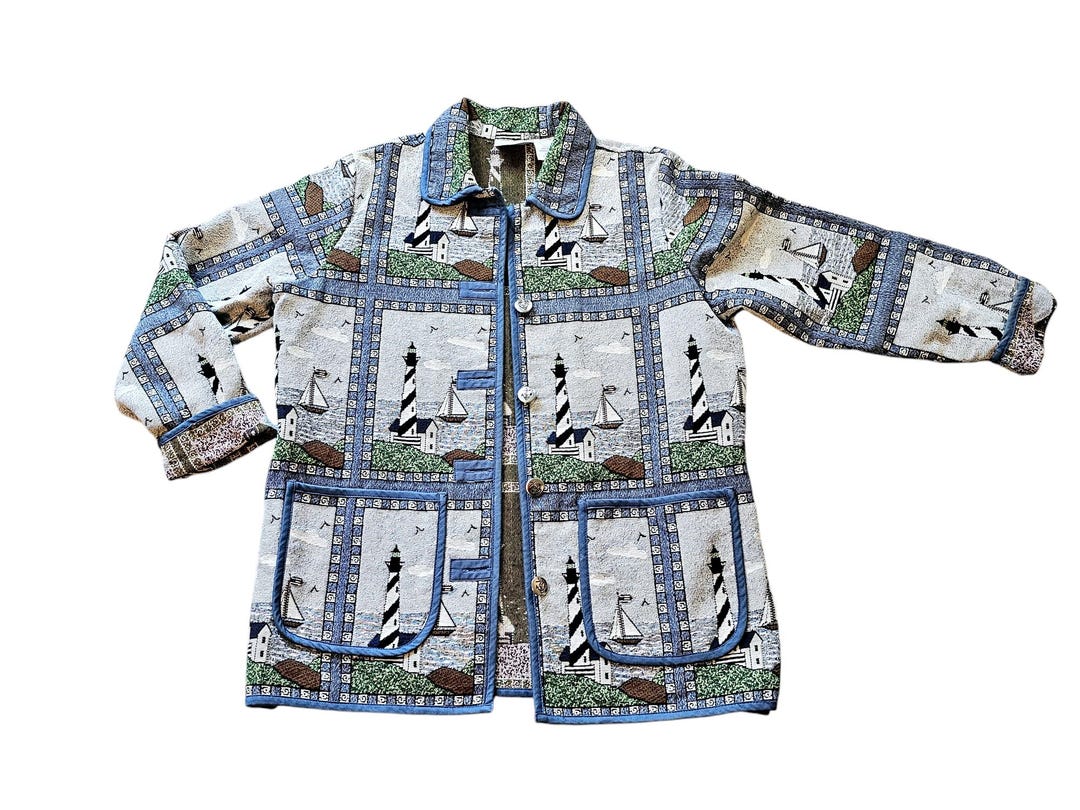 Vintage Blair Women's Medium Lighthouse Tapestry Jacket - Etsy