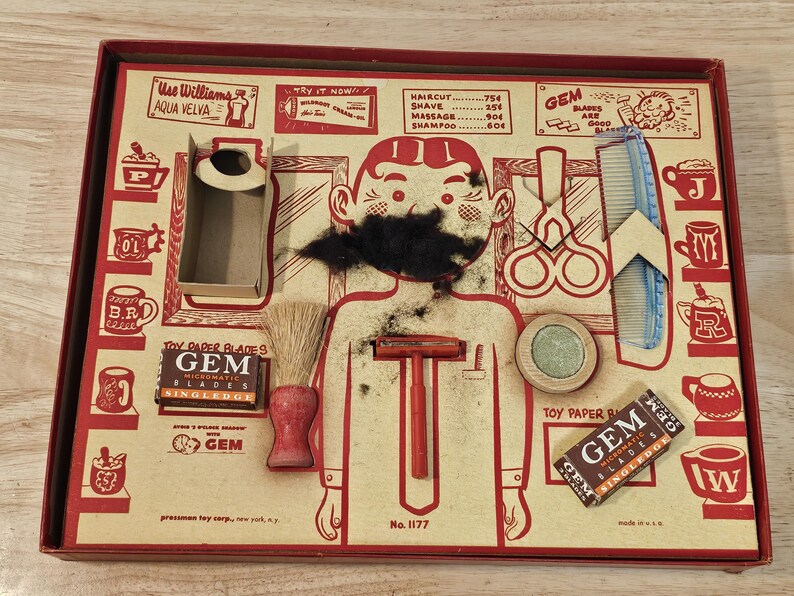 Vintage Rare 1949 Pressman Toy Play Small Fry Barber Shop Pretend Play ...