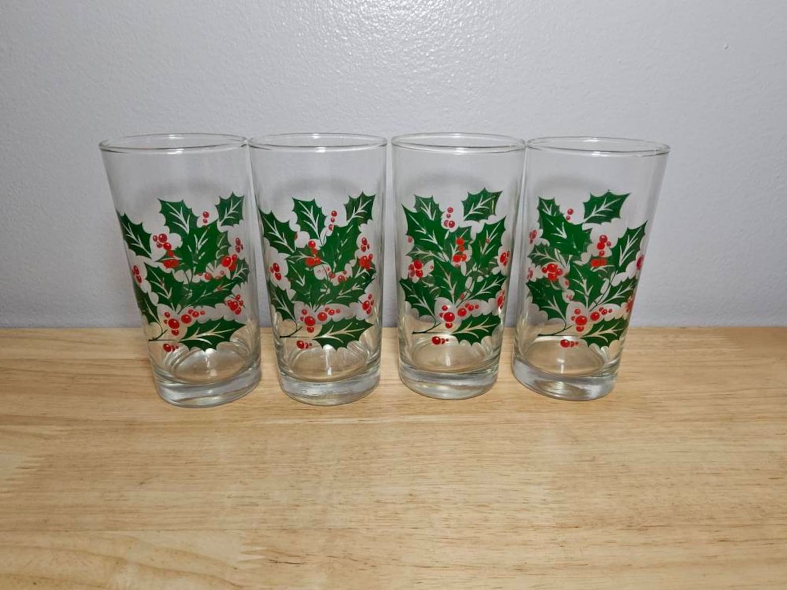 Vintage Indiana Glass Holly Christmas Tumblers Drinkware - Etsy