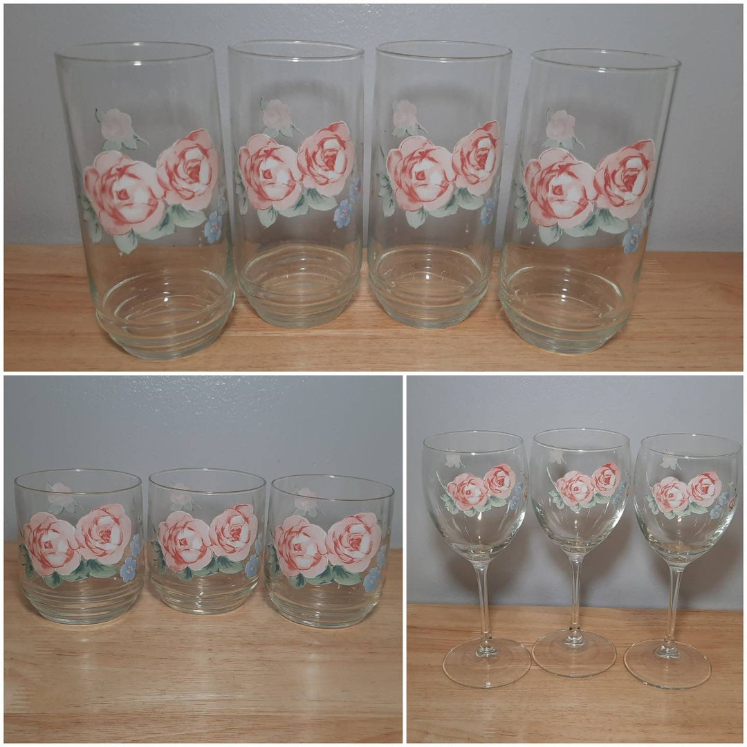 Vintage 1988 Pfaltzgraff Secret Rose Discontinued Glassware Set - Etsy