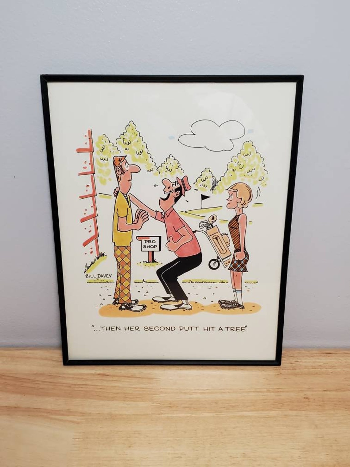 Vintage 1974 Bill Davey Cartoon Art Framed - Etsy