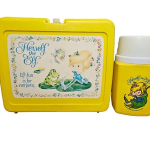Vintage 1982 Herself the Elf Yellow Plastic Lunchbox and Thermos - Etsy