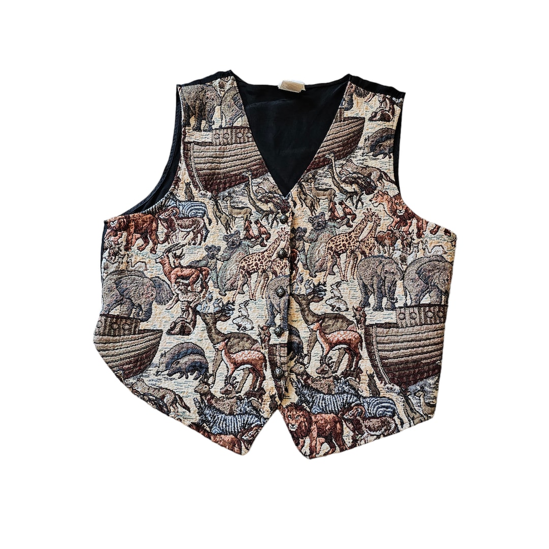 Vintage Bobbie Brooks Noah's Ark XL Tapestry Vest - Etsy