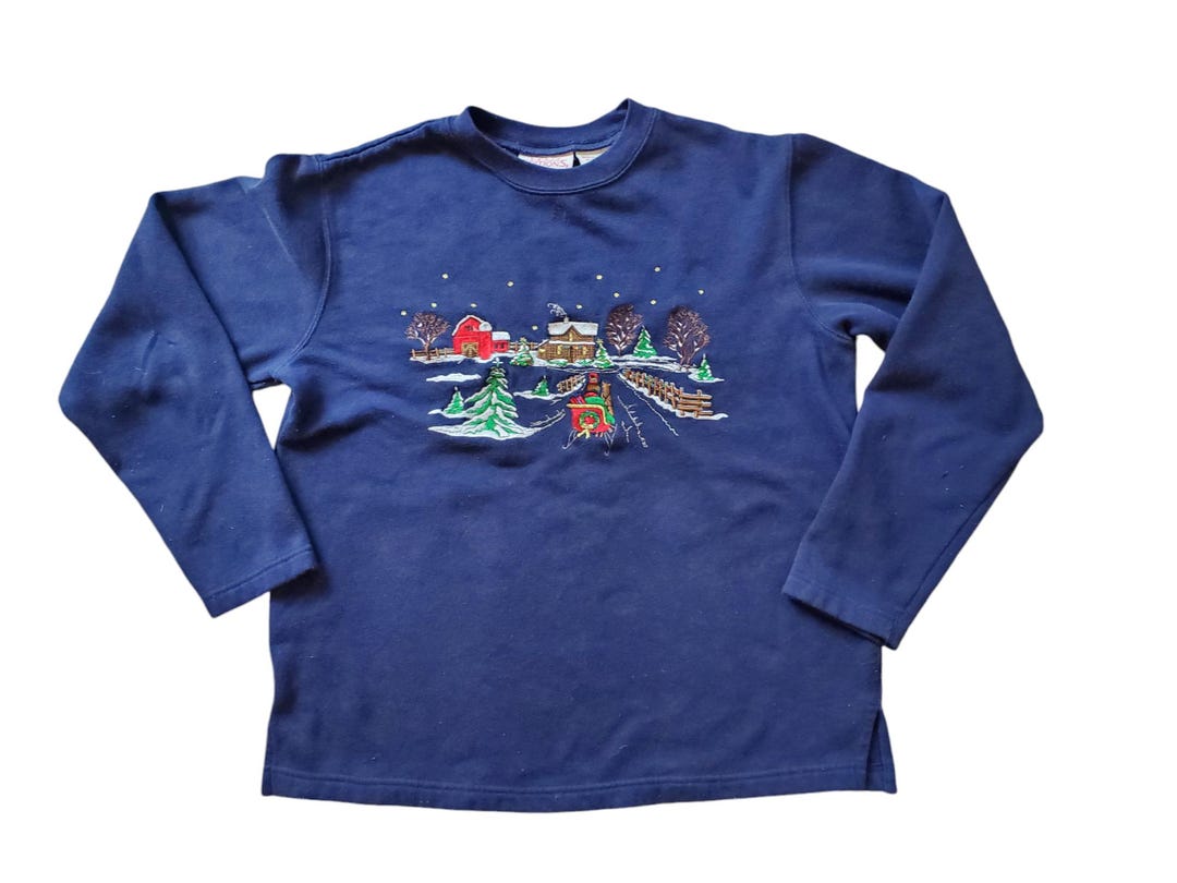 Vintage Basic Editions Holiday Christmas Women's Small Navy Blue Sweater - Etsy