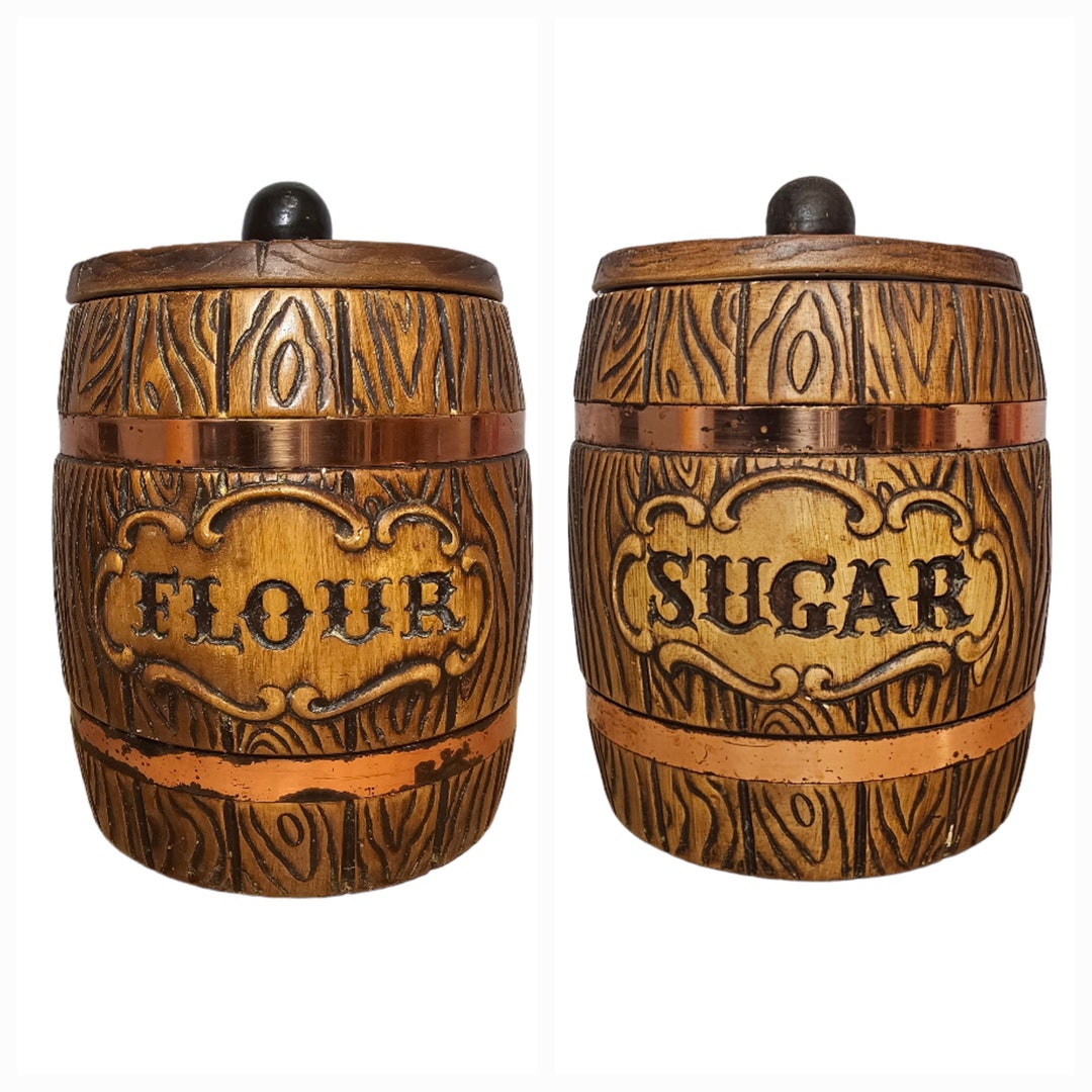 Vintage Faux Wooden Barrel Canisters Each Sold Separately - Etsy