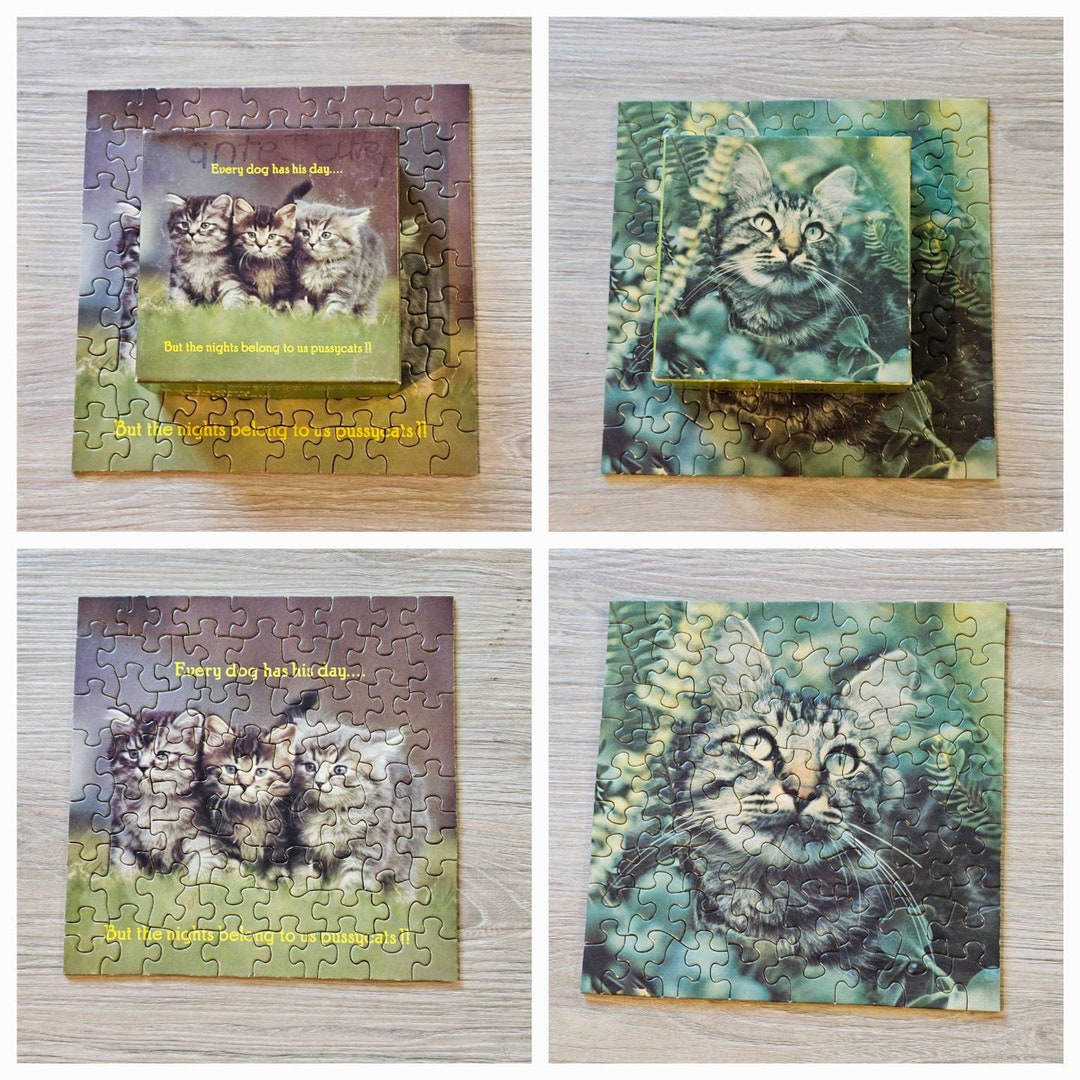 Vintage 80's Springbok Cat Kitten Mini Jigsaw Puzzles - Etsy