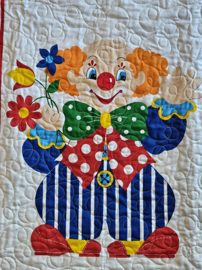 Vintage Handmade Clown Quilted Baby Blanket - Etsy