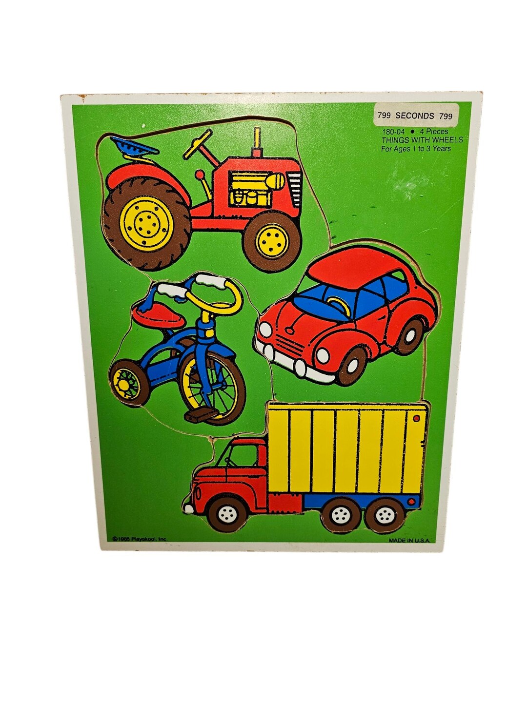 Vintage 1985 Playskool Things With Wheels 4 Piece Wooden Puzzle - Etsy
