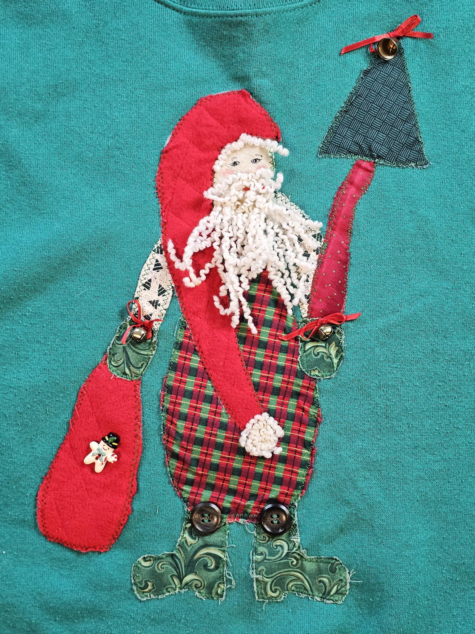 Vintage Tultex Adult Medium Green Holiday Christmas Sweater With Santa ...