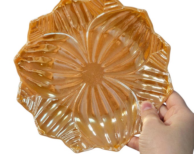 Vintage Anchor Hocking Peach Lustre Lotus Flower 8" Plate - Etsy