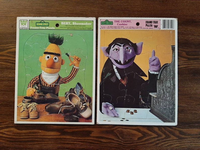 Vintage Sesame Street Bert & the Count Inlaid Puzzles Set of 2 - Etsy