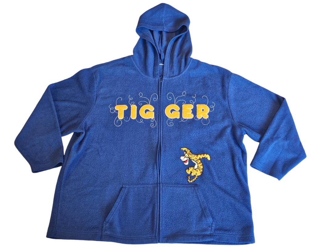 Vintage Disney's Tigger Fleece Zip-up Navy Blue Hooded Jacket - Etsy