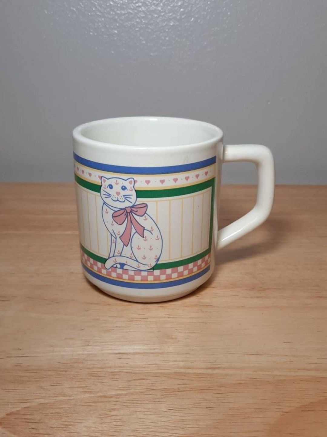 Vintage 90's Giftco White Cat Ceramic Coffee Mug - Etsy