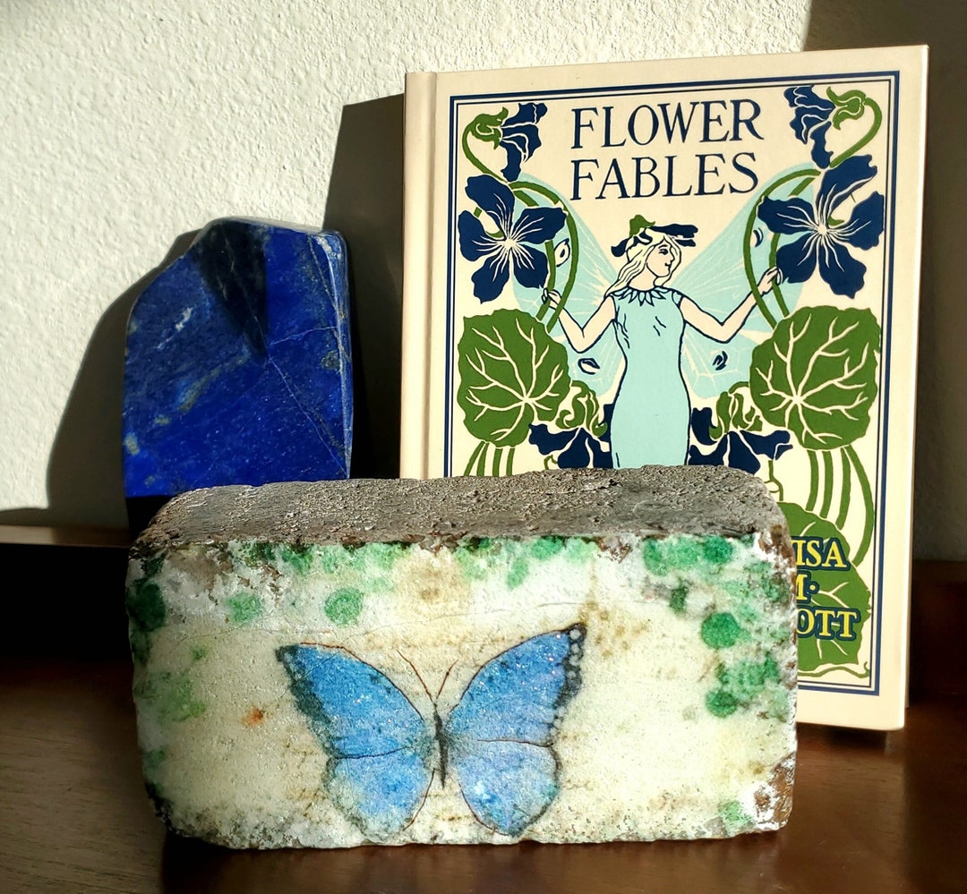 Butterfly Brick, Butterfly Art Brick, Garden Brick, Blue Butterfly ...