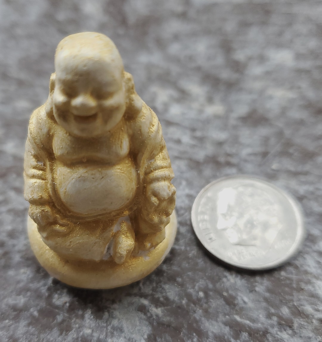Tiny Golden Happy Buddha Statue-pocket Charm-lucky Buddha Charm-gold ...