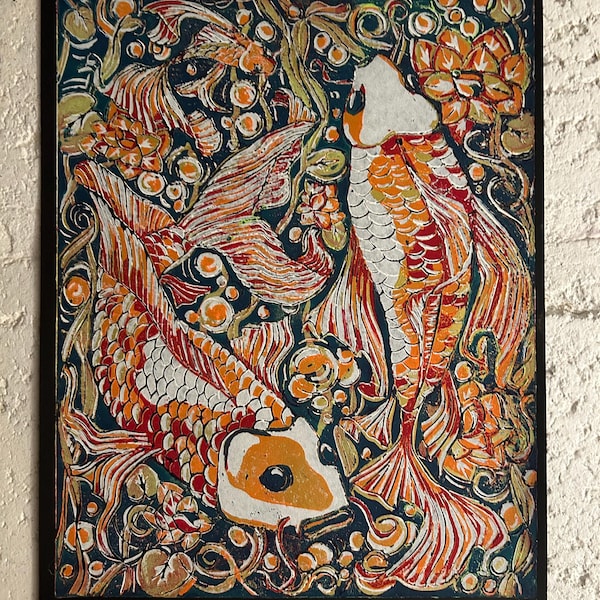 Fish Linocut - Etsy