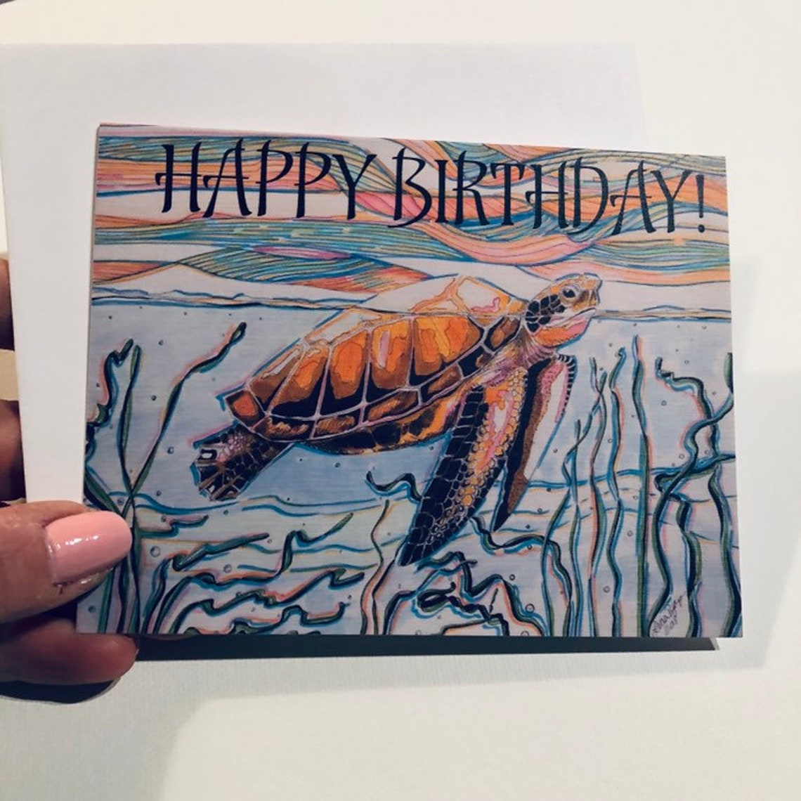 Turtle Birthday Card happy Birthday Tortoise Greeting Card - Etsy