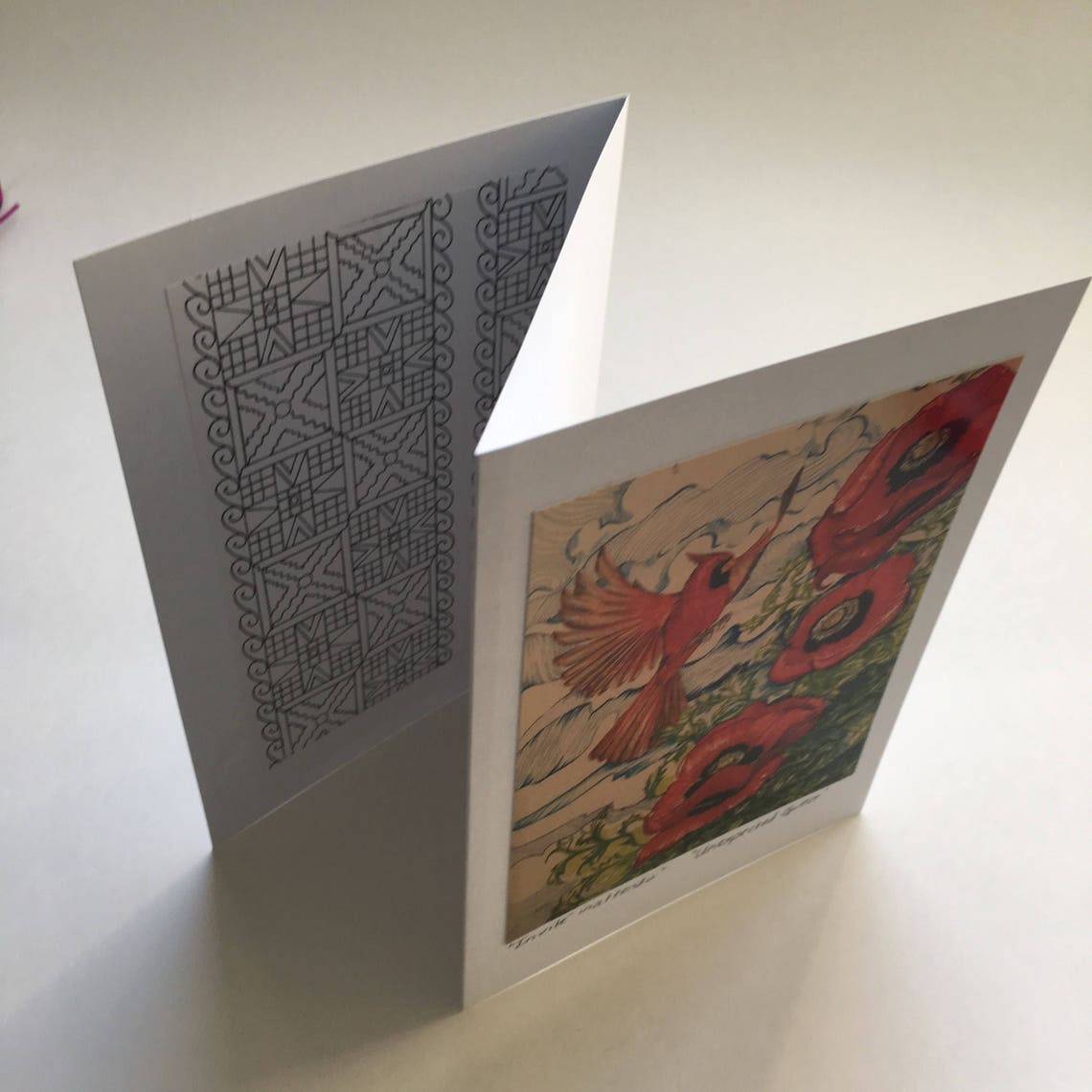 Tri-fold Greeting Card, Trifold, Blank Greeting and Coloring Card, Red ...