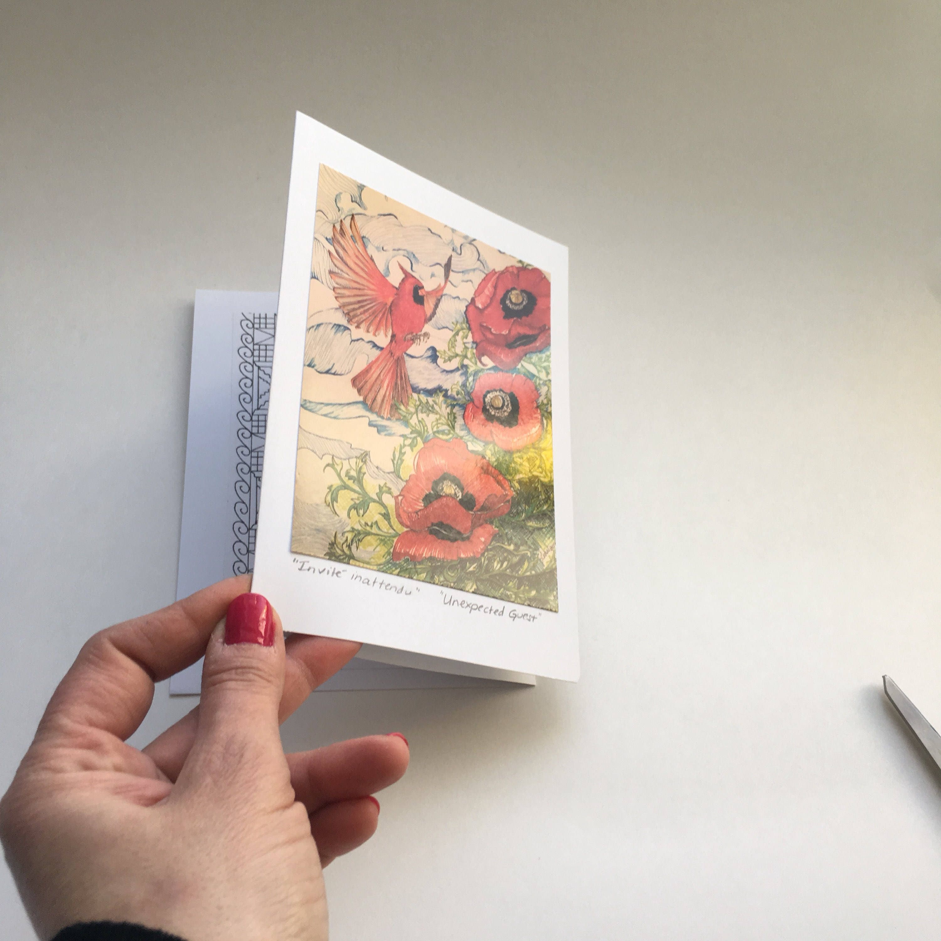 Tri-fold Greeting Card, Trifold, Blank Greeting and Coloring Card, Red ...