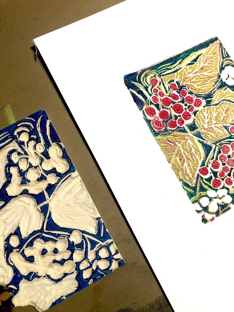 Ukrainian Art Original Linocut Print of Kalyna, Guelder Rose, Original ...