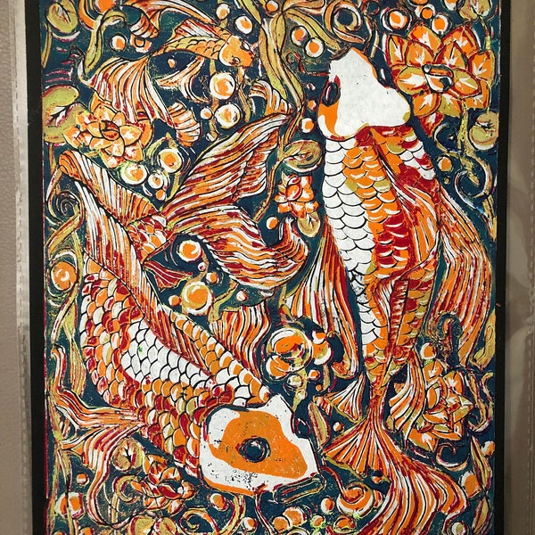 Fish Linocut - Etsy