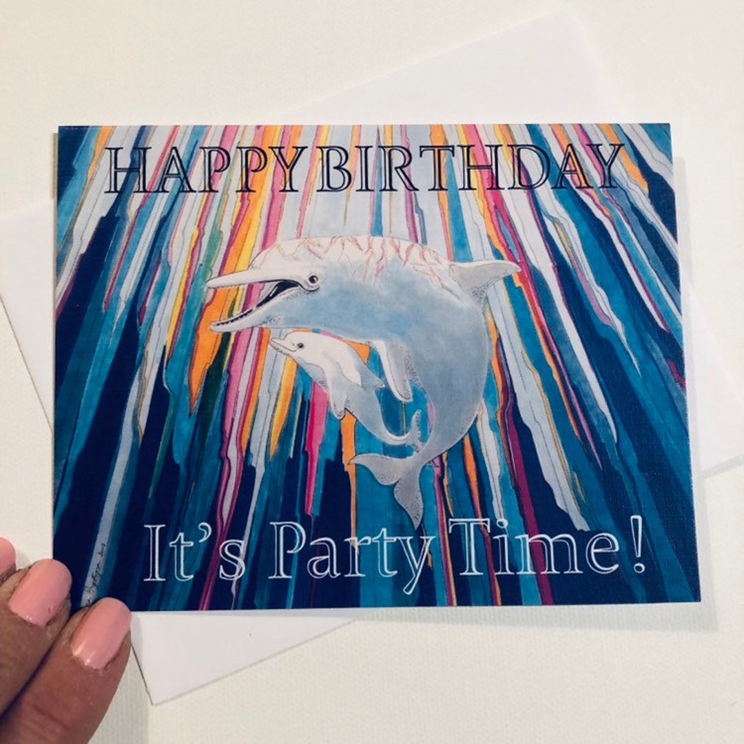 Dolphin Birthday Greeting Card Large Print Dolphins Happy - Etsy