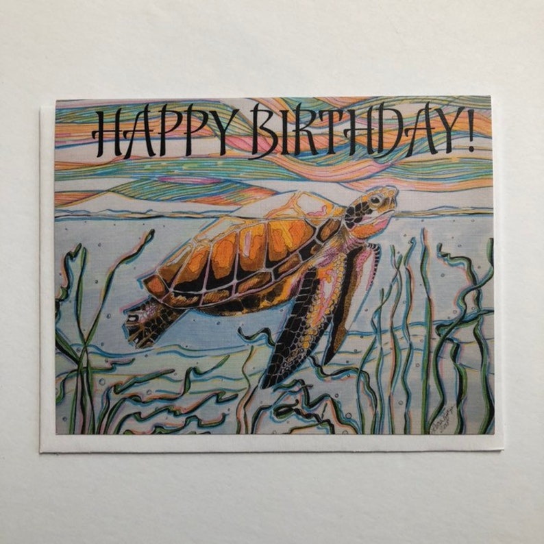 Turtle Birthday Card happy Birthday Tortoise Greeting Card - Etsy