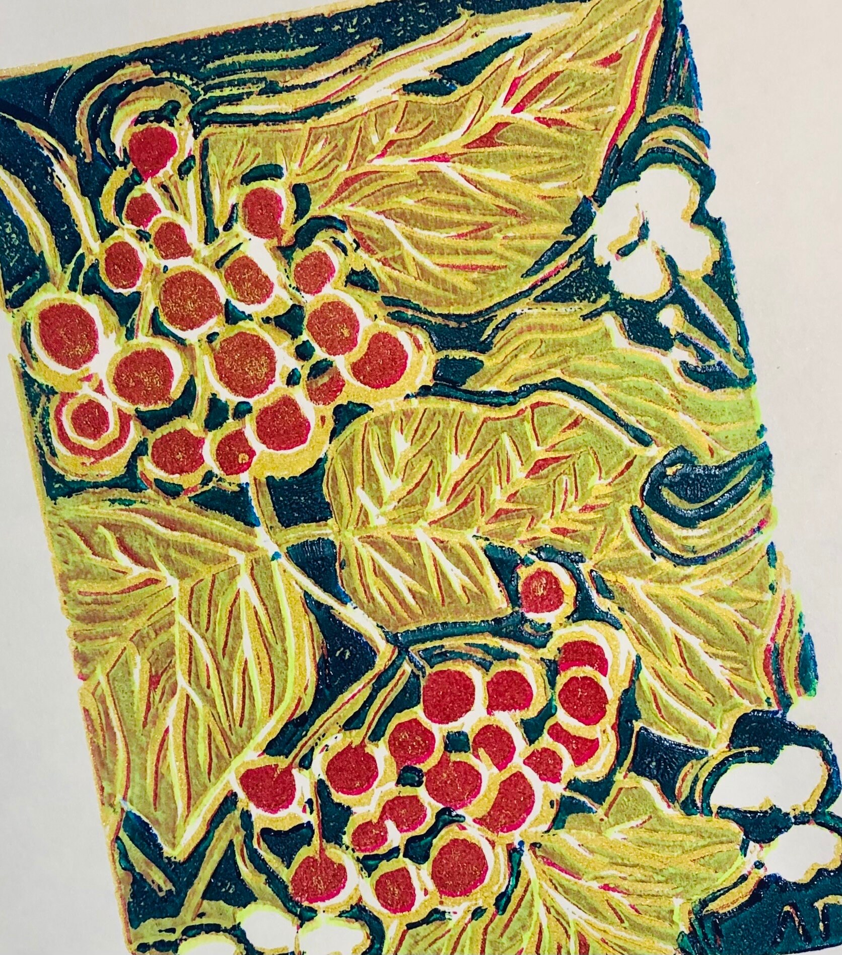 Ukrainian Art Original Linocut Print of Kalyna, Guelder Rose, Original ...