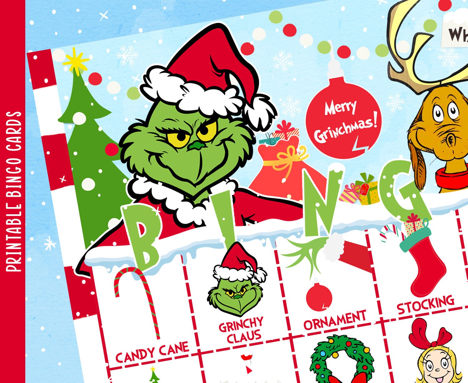 Grinch Bingo, Grinch Bingo Printable, Grinchmas Party Game, Grinchmas ...