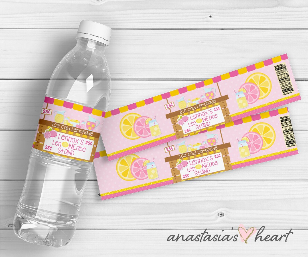 DIGITAL FILES Pink Lemonade Water Bottle Labels, Pink Lemonade Birthday ...