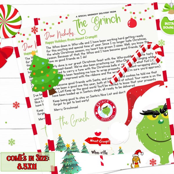 Grinch Printable Letters - Etsy