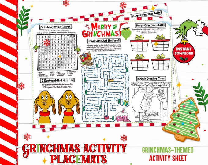 Merry Grinchmas Coloring Page Ideal for Teachers, Birthday Party Favors ...