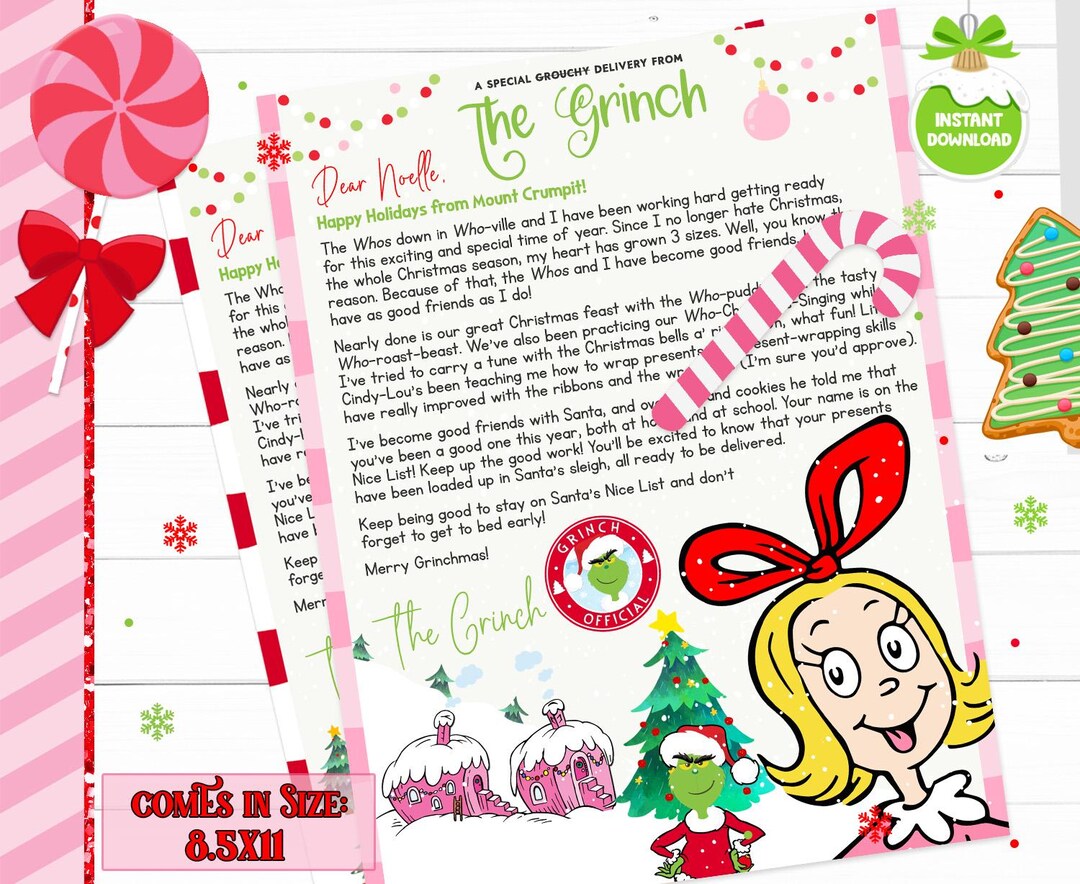 EDITABLE Letter From Grinch, Christmas Letter, Official Letter From ...