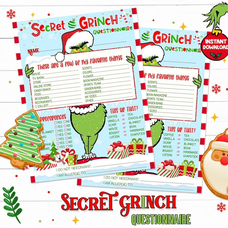 Grinch Secret Santa Games - Etsy