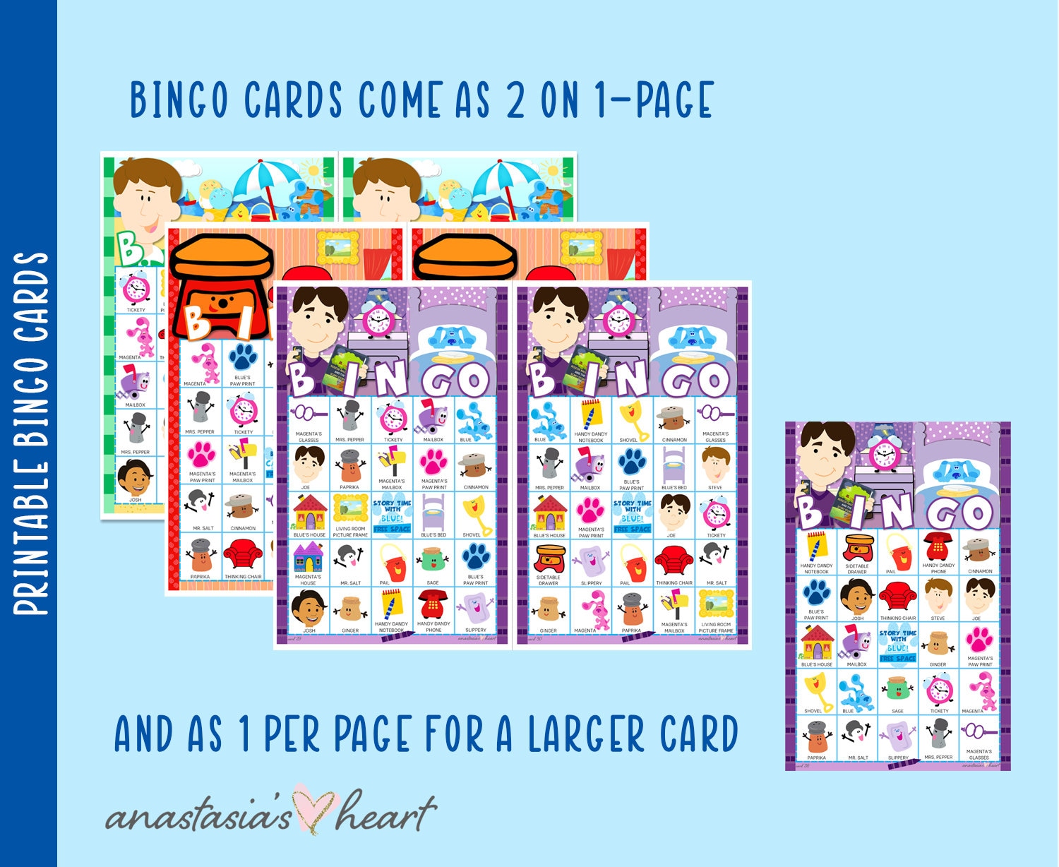 Blue's Clues Bingo Game Blue's Clues Birthday - Etsy Australia