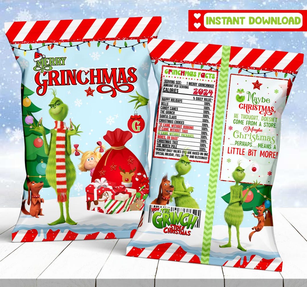 Grinchmas Chip Bags, Grinch Party, Grinchmas Chip Bags, Grinchmas Party ...
