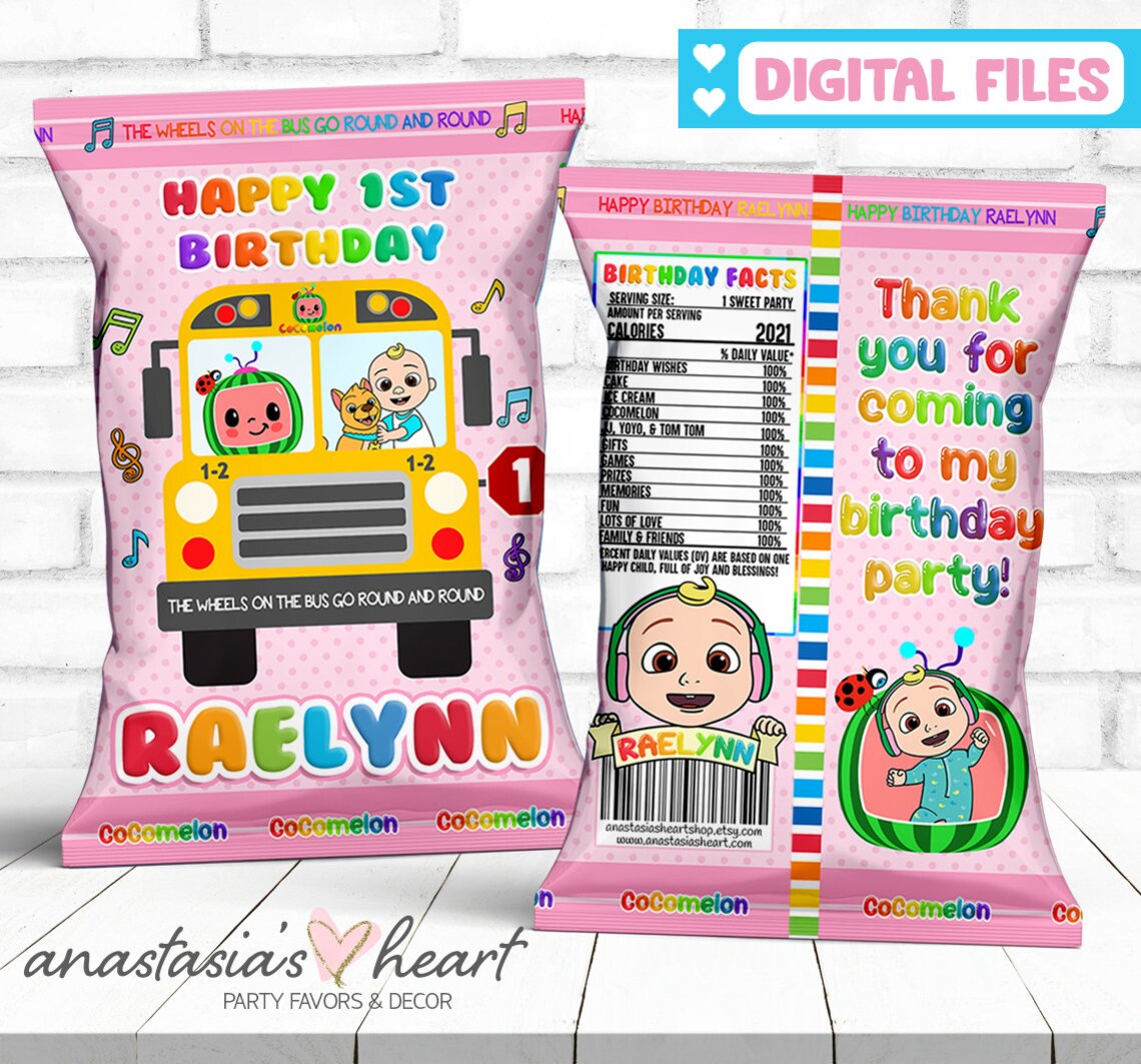 Digital Cocomelon Cocomelon Chip Bag Cocomelon Birthday Etsy