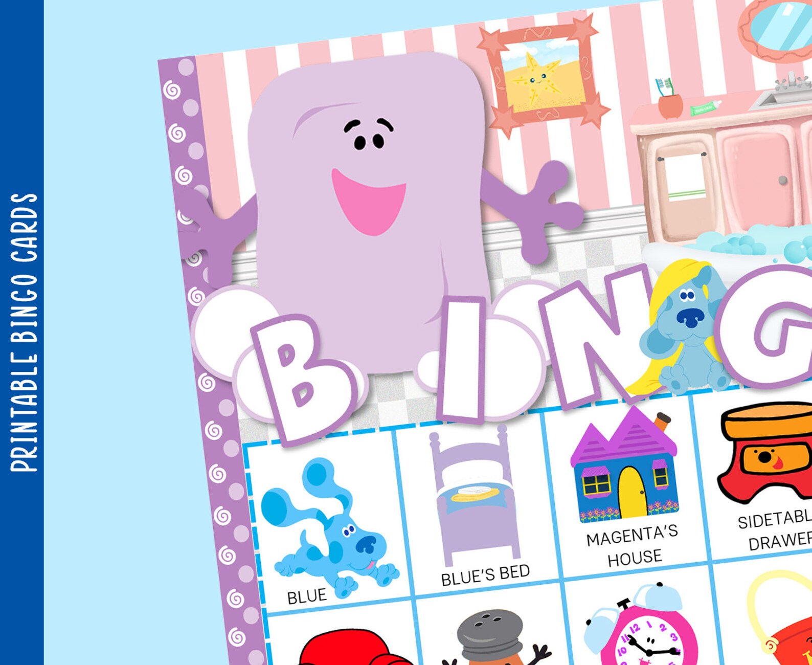 Blue's Clues Bingo Game Blue's Clues Birthday - Etsy