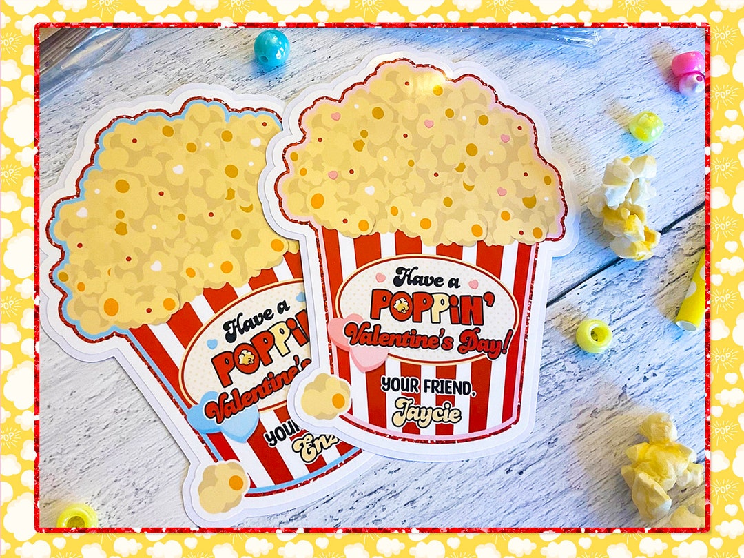 Valentine's Day Popcorn Stickers, Valentine's Day Stickers, Poppin ...