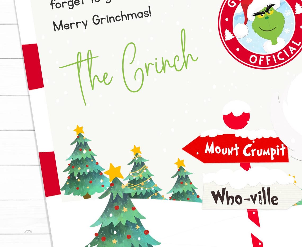 EDITABLE Letter From Grinch, Official Letter From Grinch, Grinch Letter ...