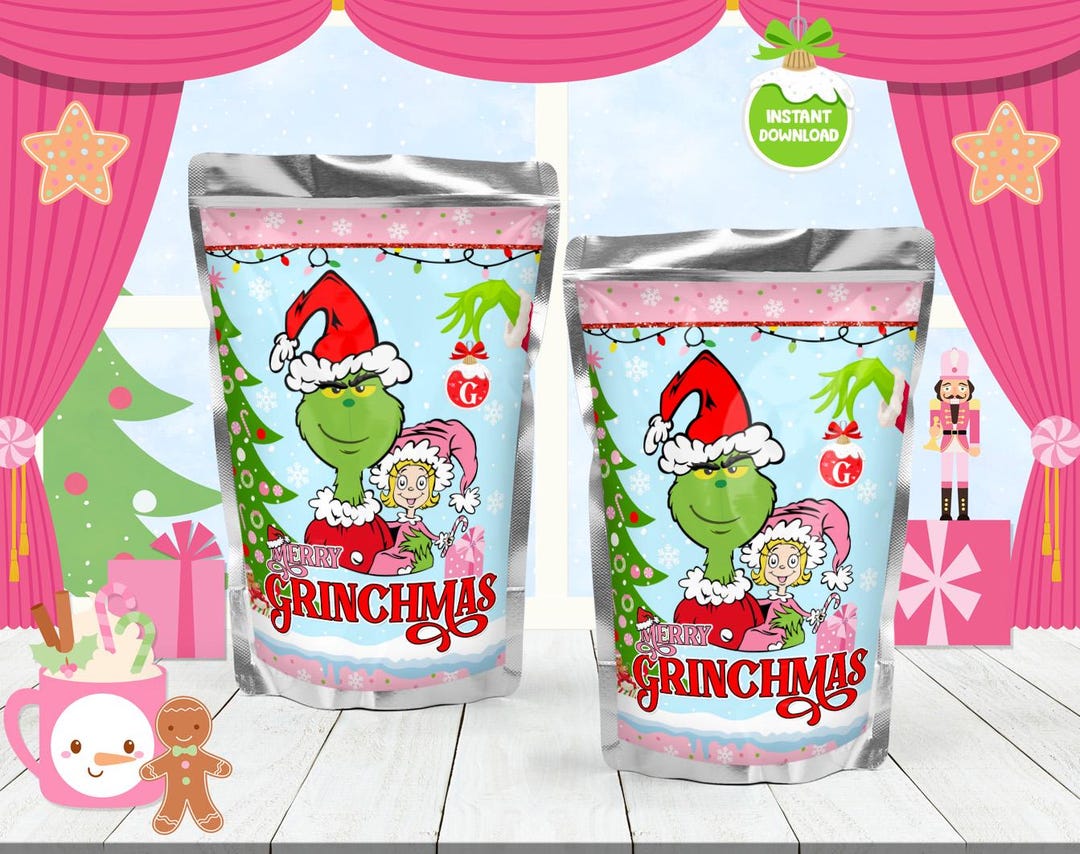 Cindy Lou and Grinch, Grinchmas Juice Pouch Labels, Cindy Lou, Grinch ...