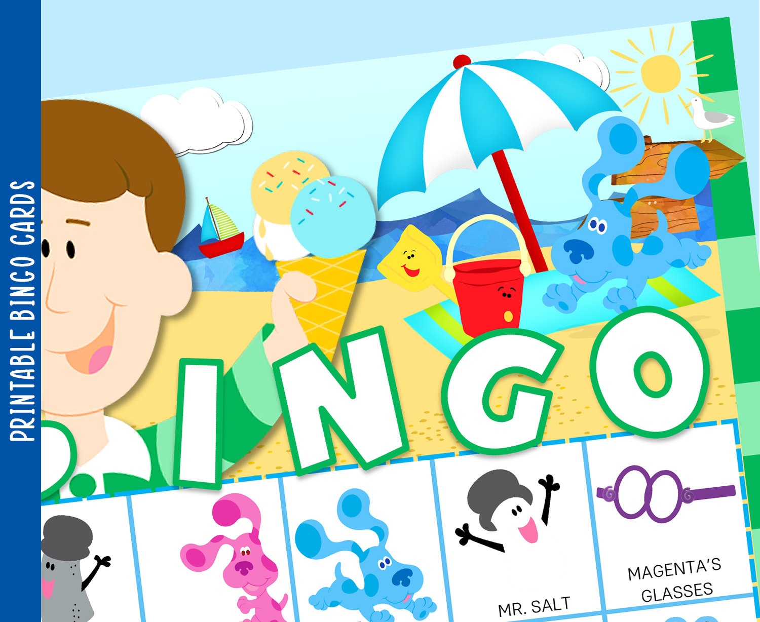 Blue's Clues Bingo Game Blue's Clues Birthday - Etsy