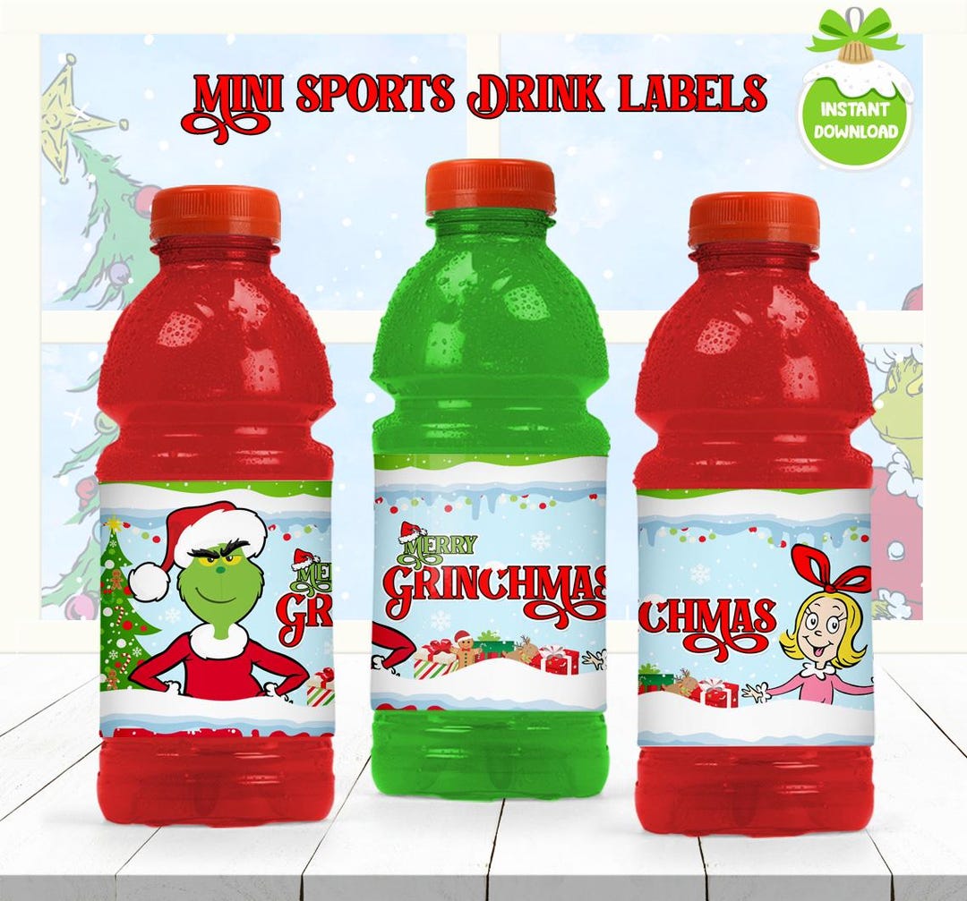 Grinch, Sports Drink Labels, Grinchmas Party, Grinchmas Mini Sports ...