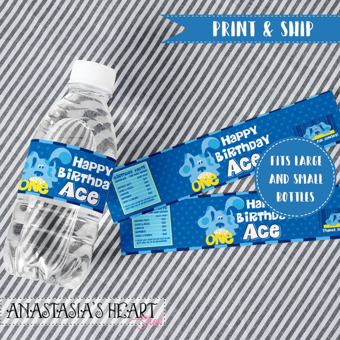 PRINT AND SHIP Blues Clues Water Labels Blues Clues | Etsy