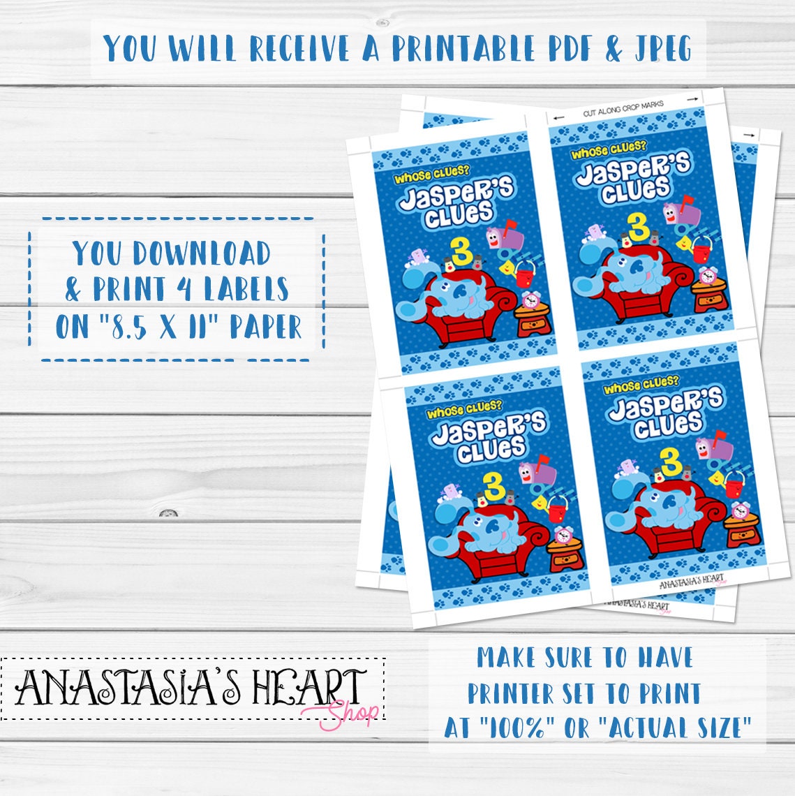 Blues Clues Inspired Juice Label, Blues Clues Juice Pouch Label, Blues ...