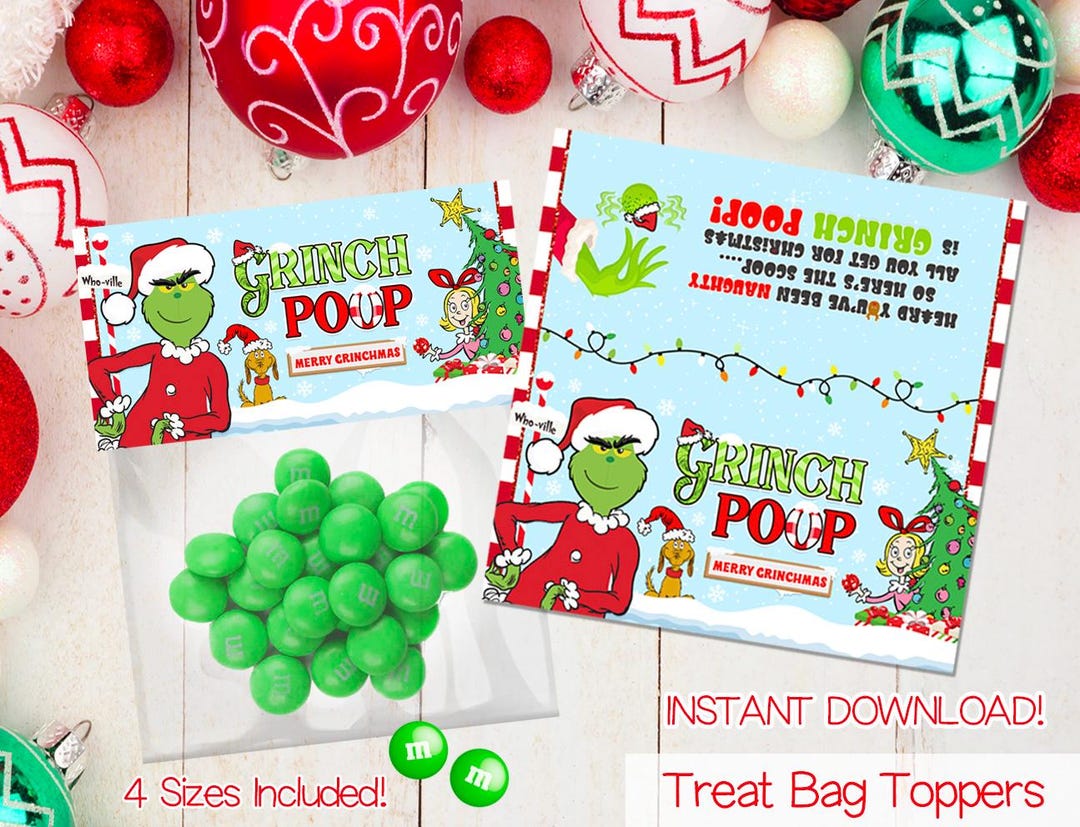 Grinch Poop Treat Bag Topper, Grinch Poop, Grinchmas Candy Bag Topper ...