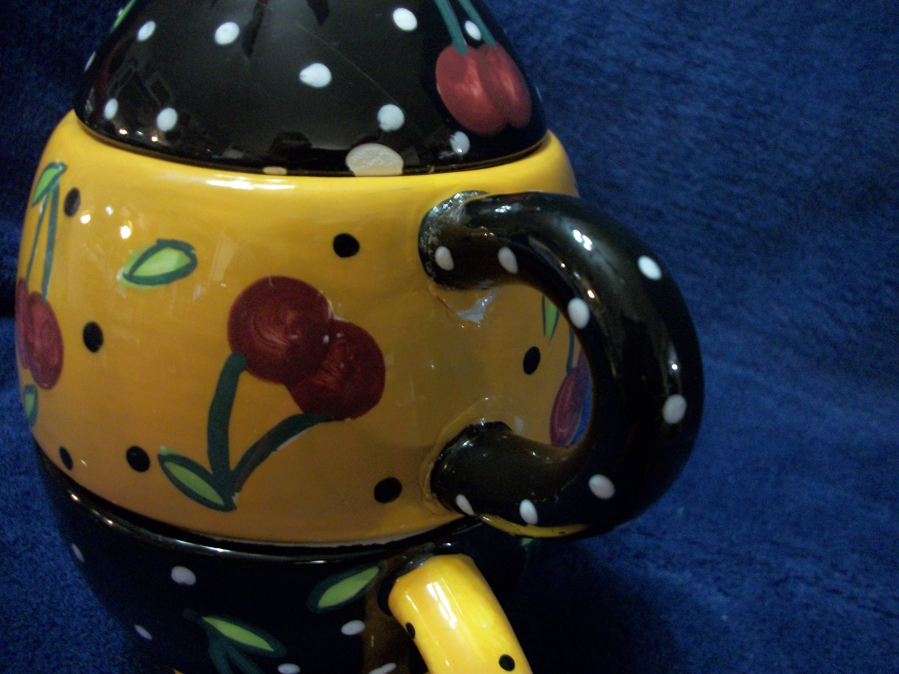 Bella Casa Ganz Tea Pot With Lid for One Polka Dot and Cherries Decor ...